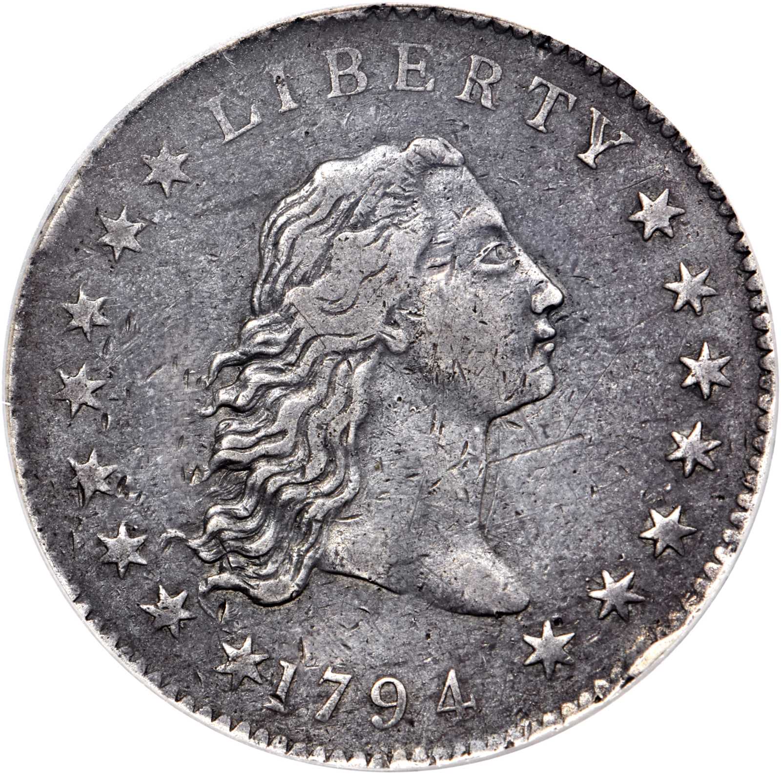 1794 Flowing Hair Silver Dollar. BB-1, B-1, the only known dies. Rarity ...