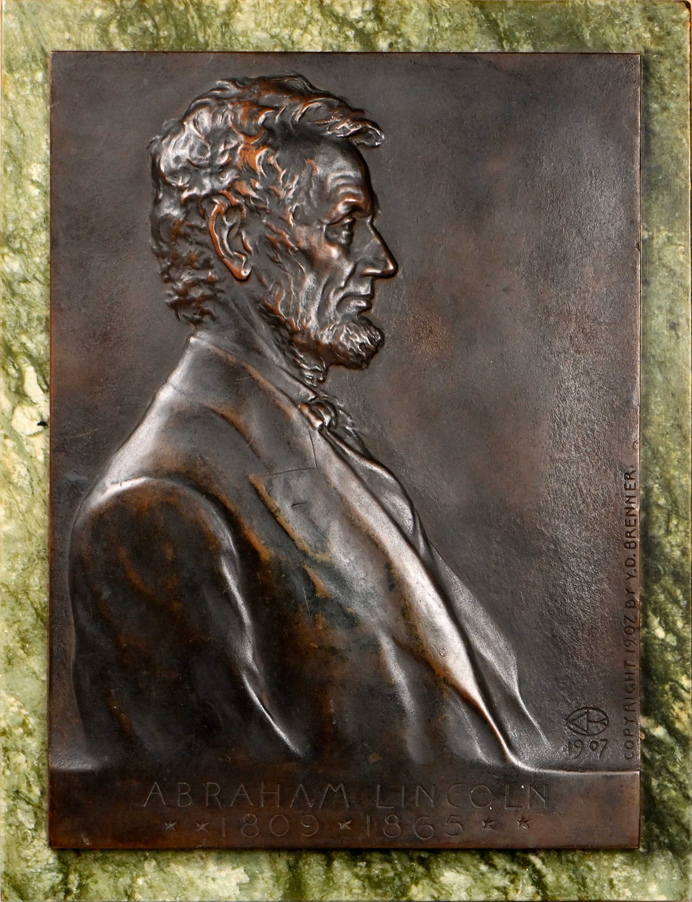 1907 Lincoln Birth Centennial Plaque. By Victor David Brenner ...