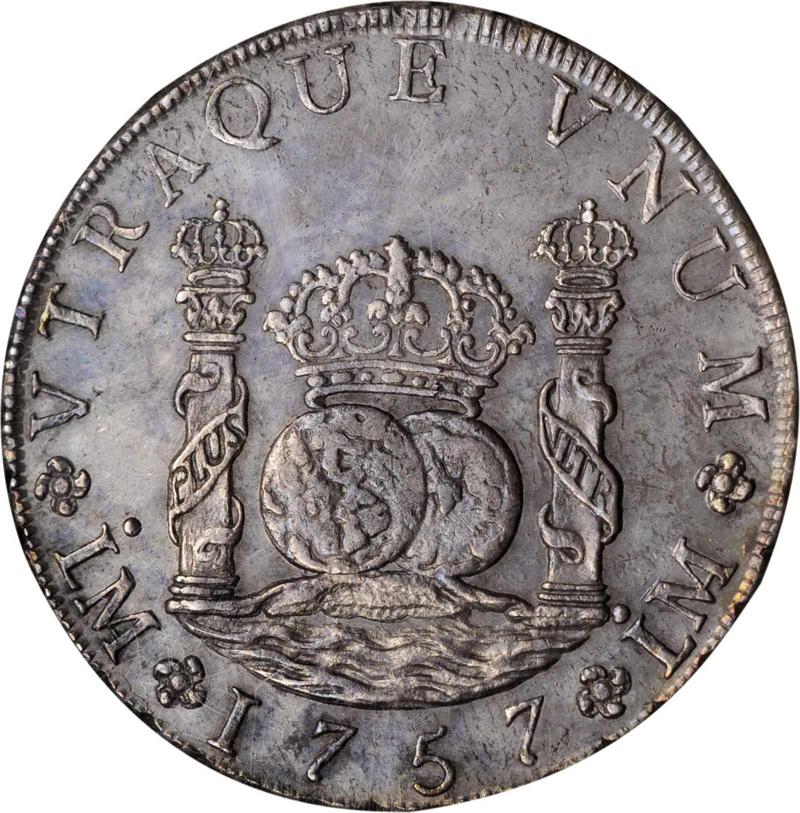PERU. 8 Reales, 1757-LM JM. Lima Mint. Ferdinand VI. NGC MS-61. | Barnebys