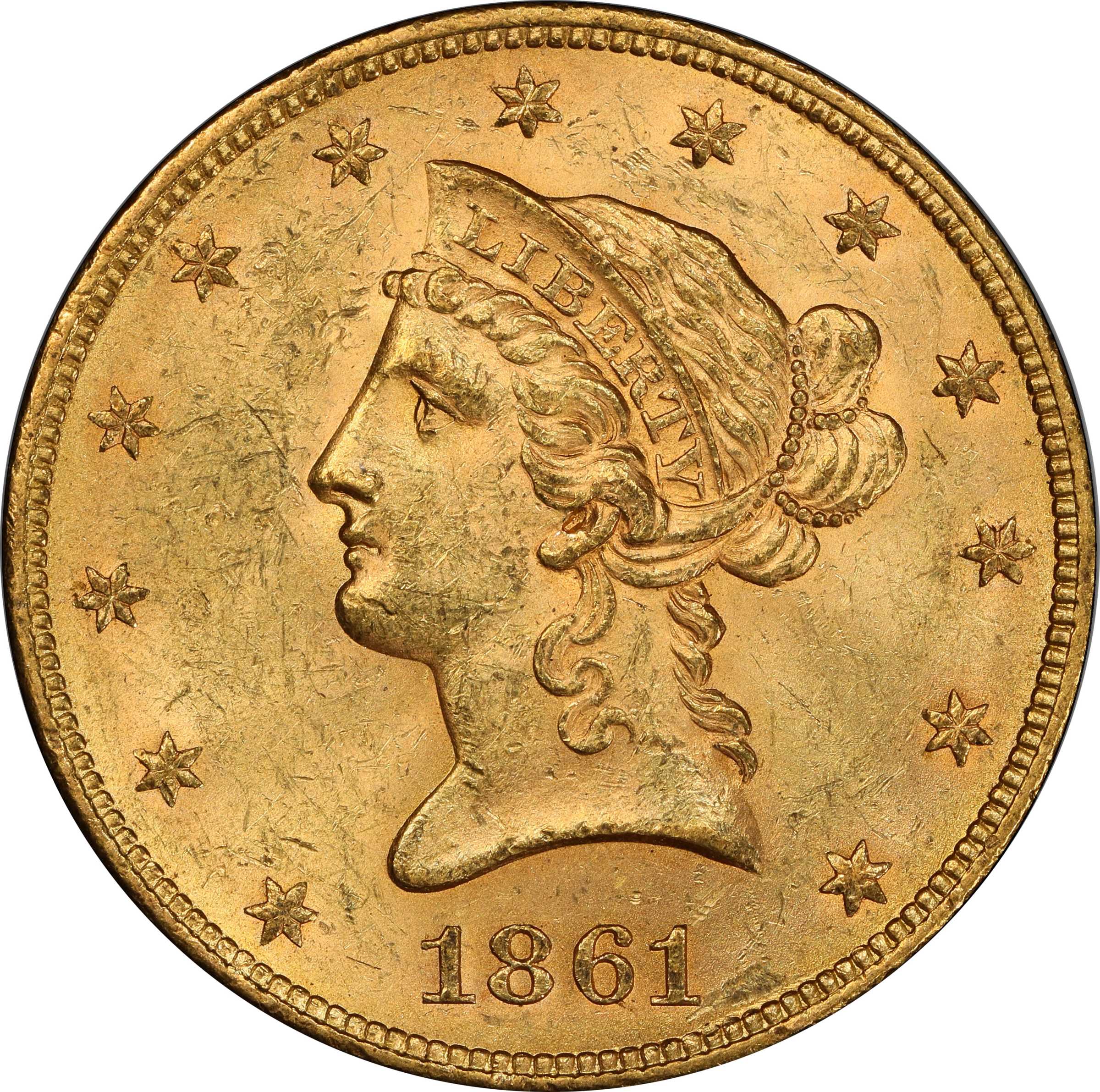 1861 Liberty Head Eagle. MS-62+ (PCGS). CAC. | Barnebys
