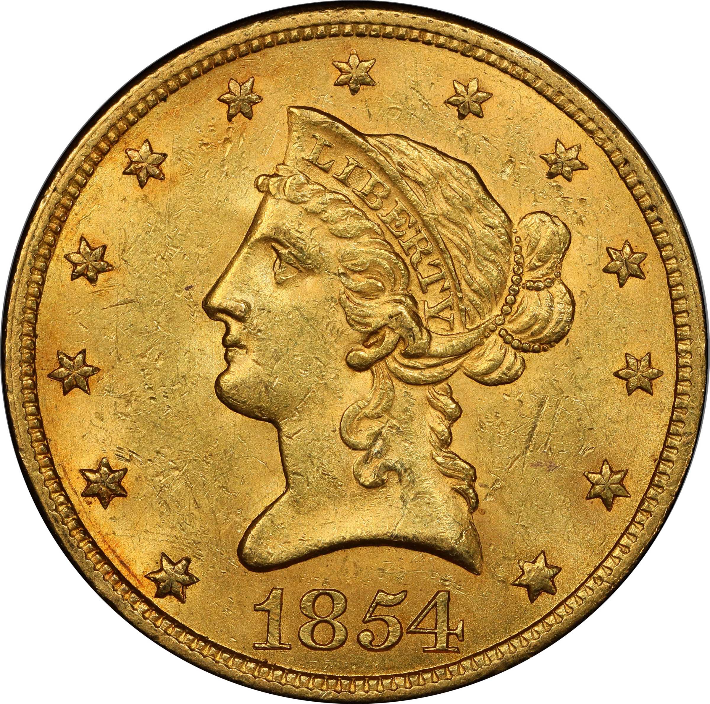 1854 Liberty Head Eagle. MS-62 (PCGS). CAC. | Barnebys