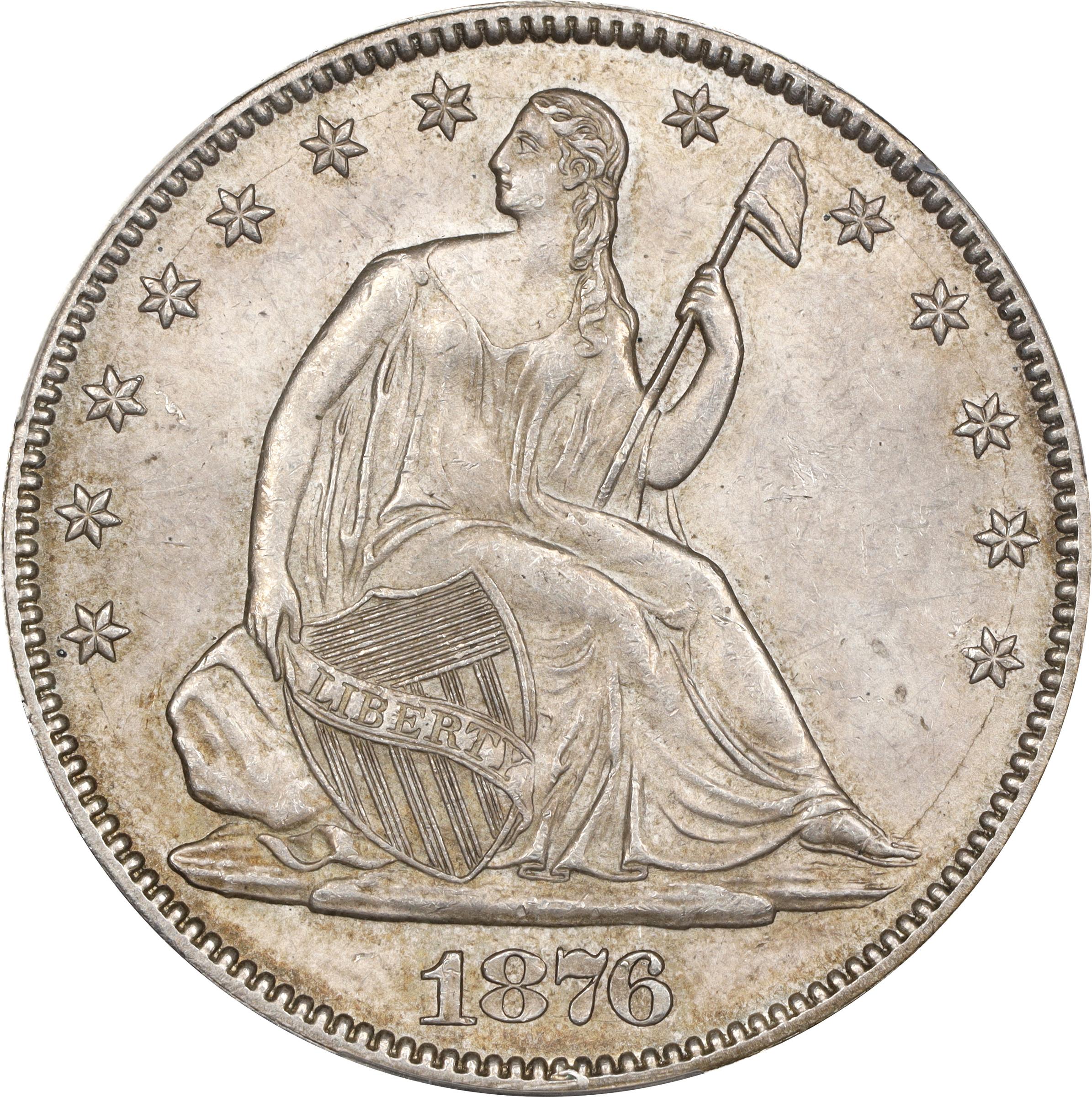1876 Liberty Seated Half Dollar. Type II Reverse. WB-Unlisted, FS-Unlisted. Misplaced Date ...