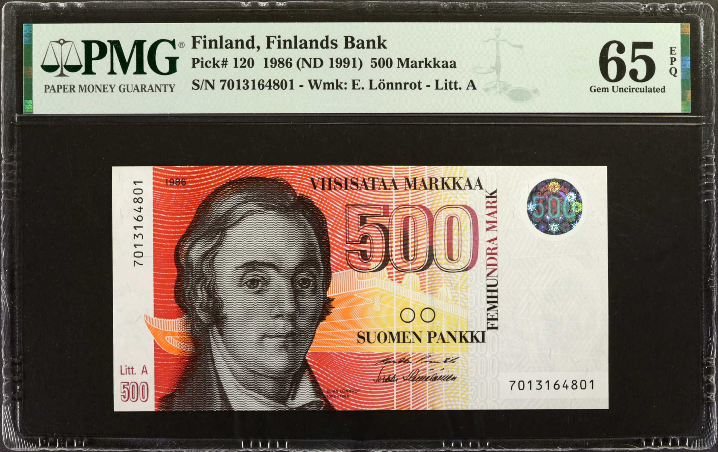 FINLAND. Finlands Bank. 500 & 1000 Markkaa, 1986 (ND 1991). P-120 ...