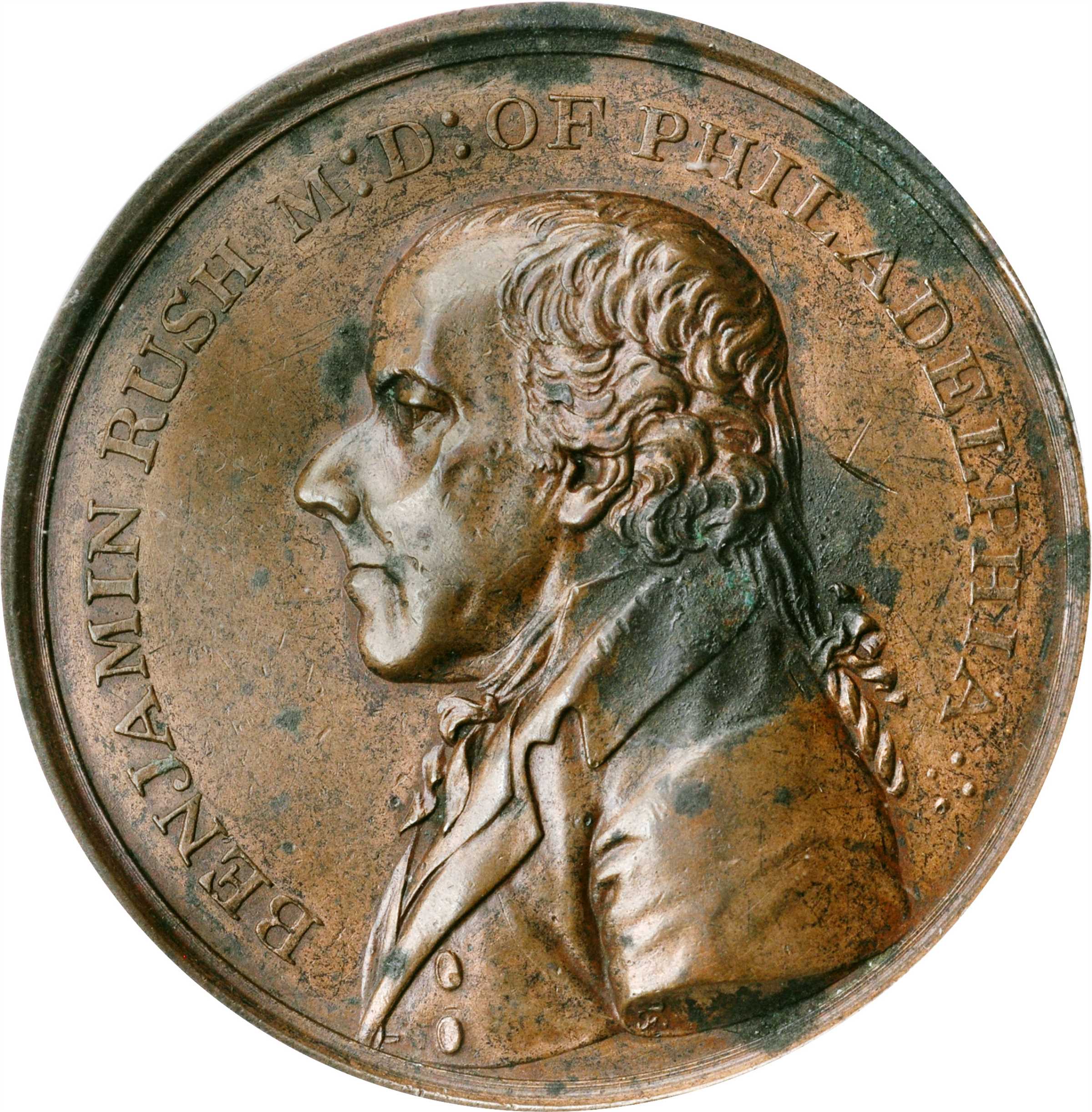 1808 Benjamin Rush Medal. Sydenham Farm Reverse. By Moritz Furst ...