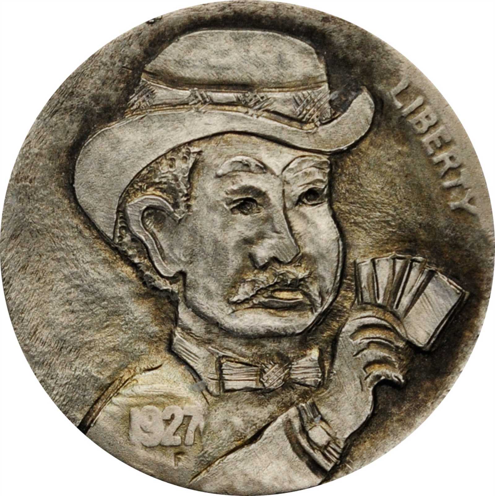 1927 Gambler Hobo Nickel. By Steve Cox. Host coin Fine. | Barnebys