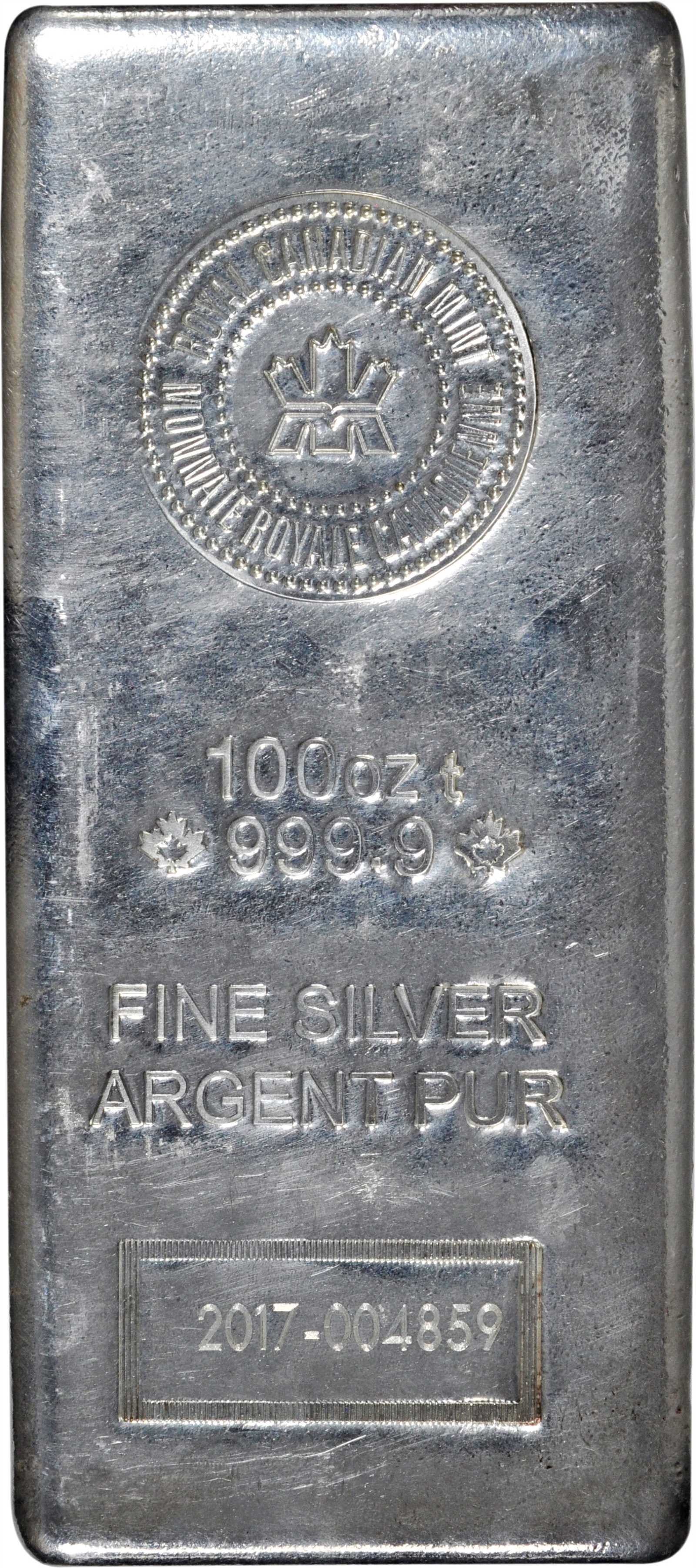 (100 oz, 3110.35 g ASW). RCM One-Hundred Ounce Silver Bar. | Barnebys