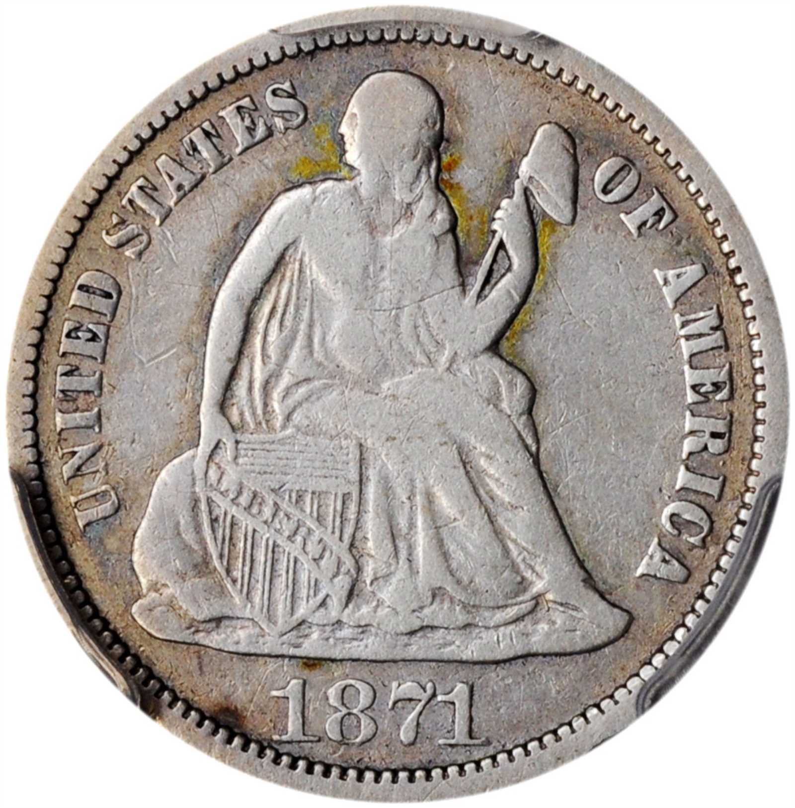 1871-CC Liberty Seated Dime. Fortin-101, the only known dies. Rarity-5 ...