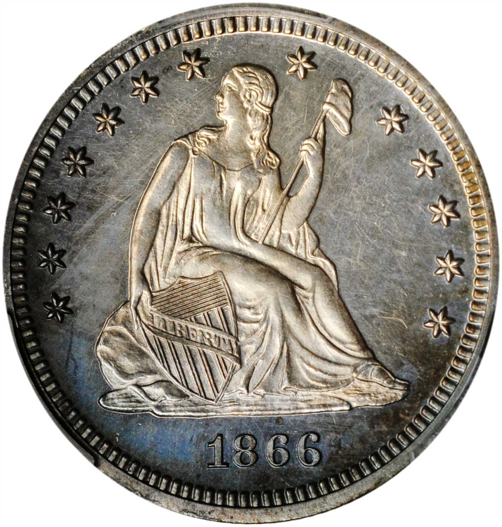 1866 Liberty Seated Quarter. Motto. Proof-62 (PCGS). | Barnebys