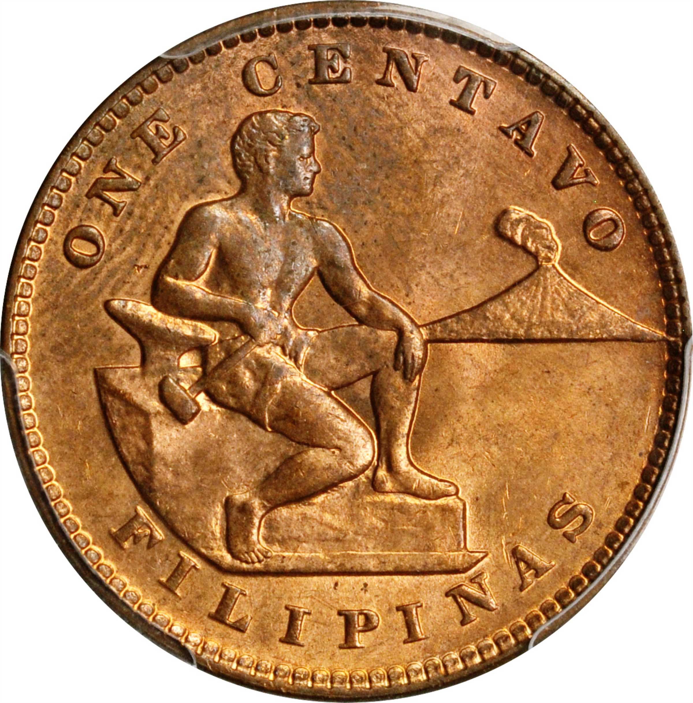 PHILIPPINES. Centavo, 1927-M. Manila Mint. PCGS MS-64 Red. | Barnebys