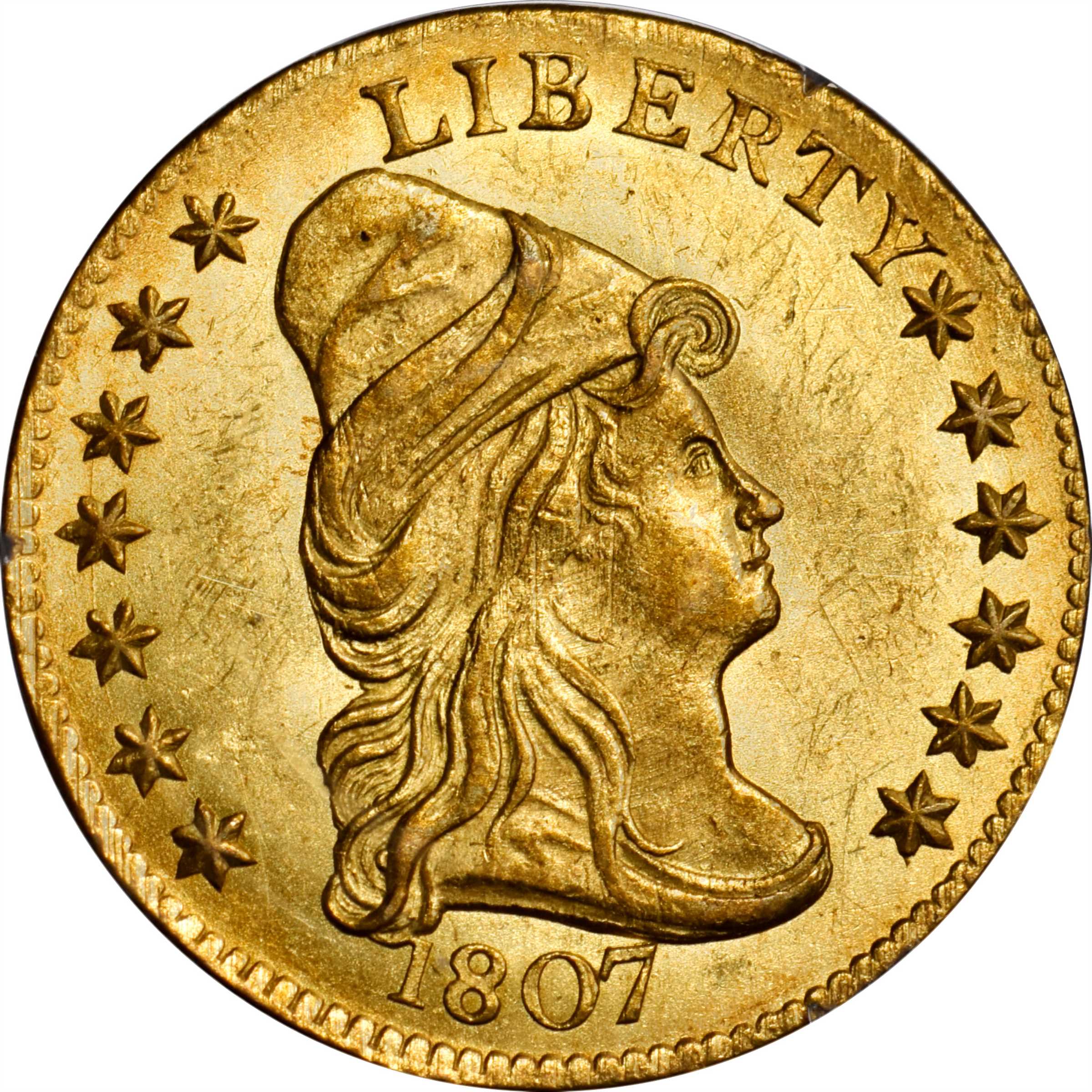 1807 Capped Bust Right Quarter Eagle. BD-1, the only known dies. Rarity ...