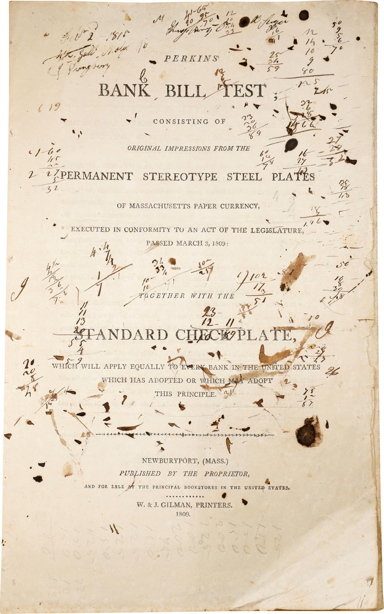 Perkins, Jacob. Perkins' Bank Bill Test; Consisting of Original ...