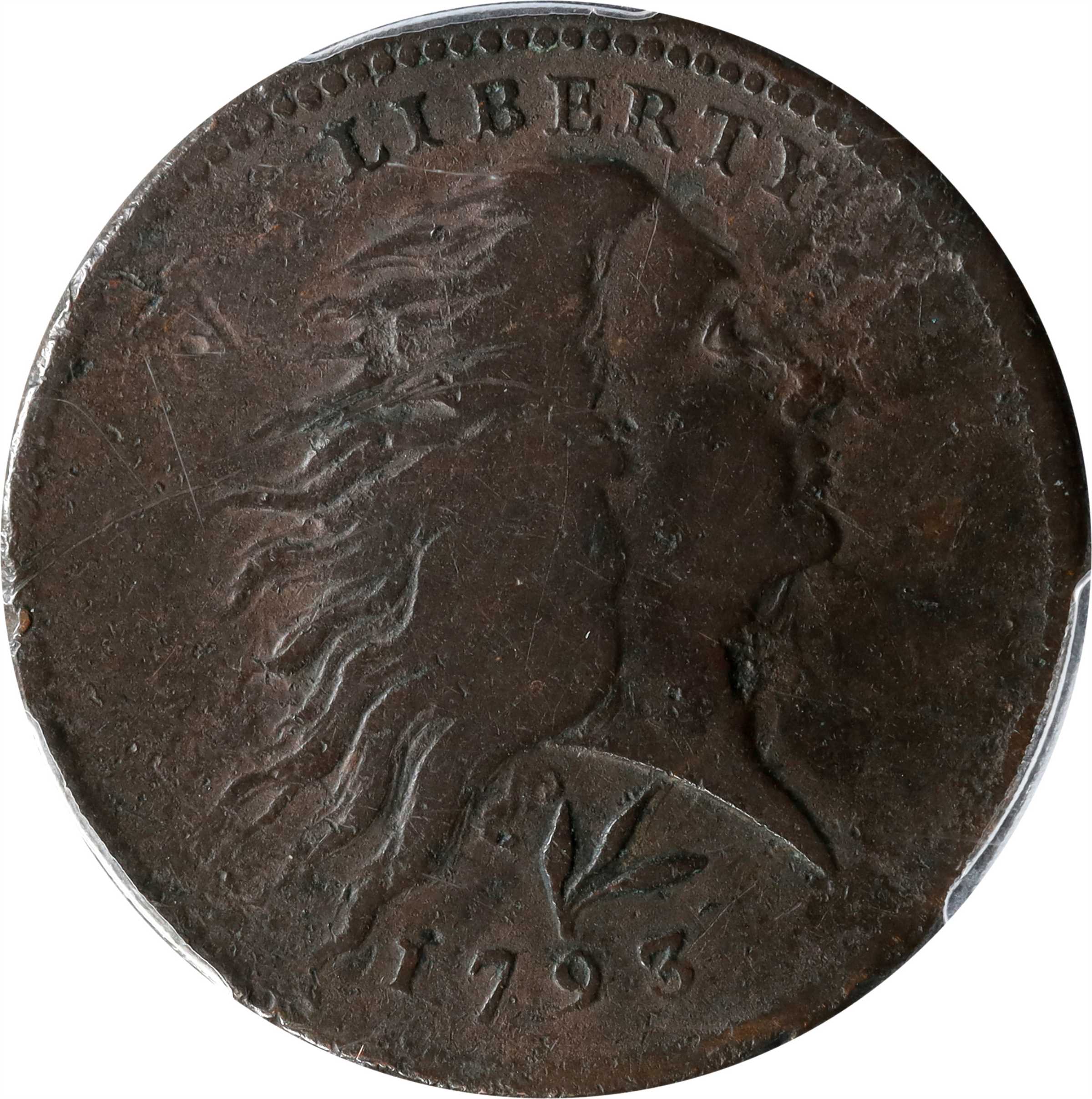 1793 Flowing Hair Cent. Wreath Reverse. S-11A. Rarity-4+. Vine and ...
